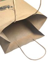 China Brown Paper Takeout Bag with Fast Food Icons and Green Trim for sale