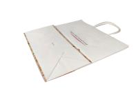 China White Paper Bakery Bag with Bread Print and Handles for sale