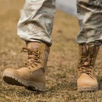 China Desert Breathable Military Leather Boots PU Turn Over EVA Rubber Outsole for sale
