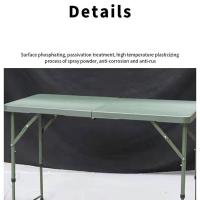 China Multifunctional Army Green Table Military Camping Gear Portable Steel Folding Table for sale
