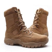 China 3515 Military Leather Boots Brown EVA Insole Tactical Boots With Zipper for sale