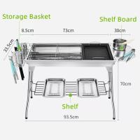 China 5kg BBQ Grill Outdoor Fishing Gear 430 Stainless Steel Barbecue Grill 73*33.5*70cm for sale