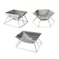 China Polished Foldable Camping Grill Square Rectangular Hexagonal Stainless Steel Grill for sale