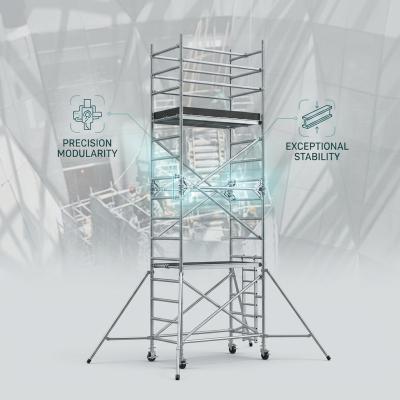 China Double Width 1.35m Aluminium Scaffold Tower 450kg Heavy Duty Platform Industrial Grade Construction Access System CE for sale