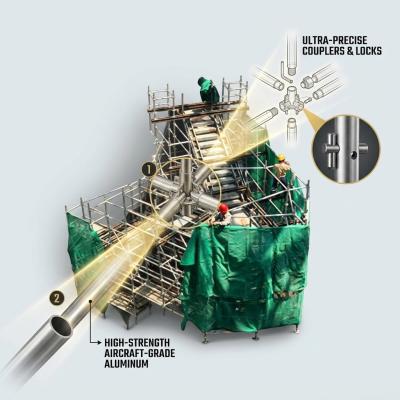 China Folding Compact Aluminium Scaffold Tower Fold-Down Design Space-Saving Storage Quick Deploy Mobile Work Platform for sale
