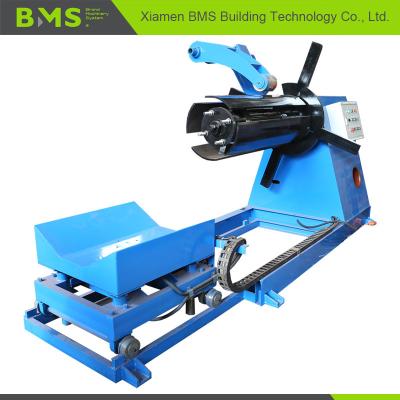 China BMS 7T-1250 Hydraulic Decoiler with Coil Car and Press Arm Automatic Expand for sale