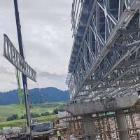 China Painted Light Gray Steel Structure Bridge - Multi-Span Temporary Road Bridge with 6750 kN.m Moment Capacity for sale