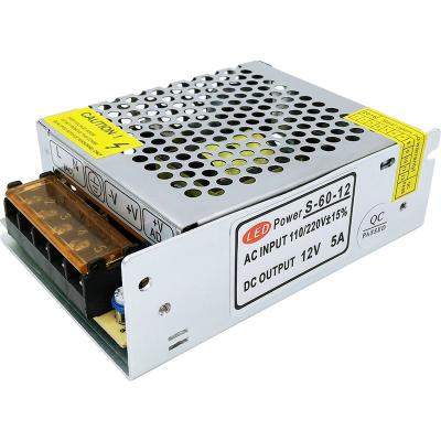 China Indoor IP20 Power Supply 5A 12V 60 Watt LED Driver Showcase Signboard Light for sale