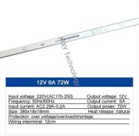 China 72W 12V LED Strip Driver Ultra Thin 6A Power Supply Light Strip Line Light Box for sale