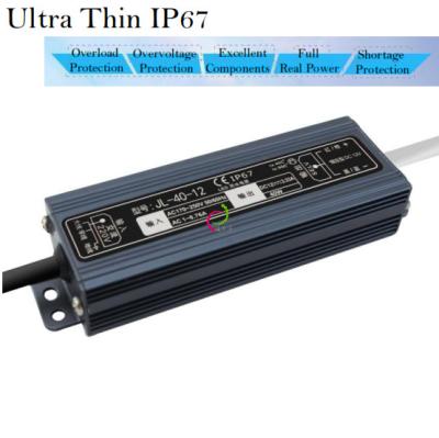 China Waterproof IP67 Thin LED Driver Wall Light Box Light Strips 12V 40W Power Supply for sale
