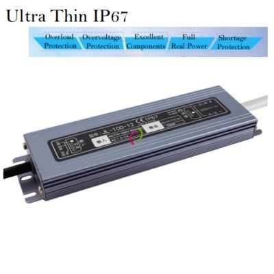 China Ultra Thin 12V LED Strip Light Power Supply 100W 8.3A Waterproof 50HZ / 60HZ for sale