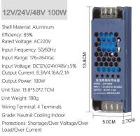 China Dedicated Lighting LED Strip Lights Drivers 12V 24V 48V 100 Watt Power Supply for sale
