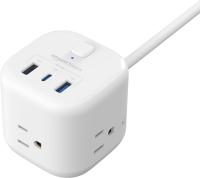 China Three USB Port Power Strip with USB-C 15W and Dual USB-A 12W Ports, 125V/10A AC Socket, 18W Total Output for sale