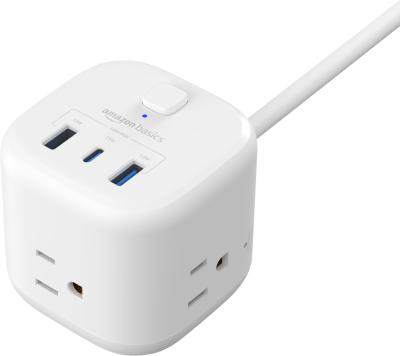 China Three USB Port Power Strip with USB-C 15W and Dual USB-A 12W Ports, 125V/10A AC Socket, 18W Total Output for sale