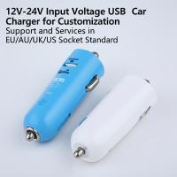 China Dual USB Car Charger 2.4A 3.0A Output for 12V-24V Input EU/AU/UK/US for sale