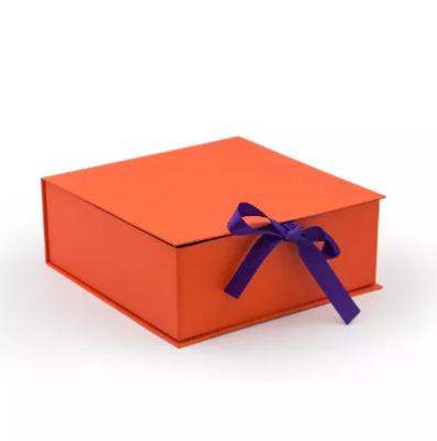 China Birthday Christmas Printing Rigid Gift Box Cardboard With Silk Ribbon Closure for sale