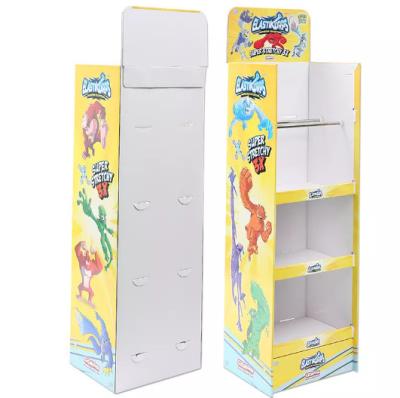 China Supermarket Customized Cardboard Shelf Display Floor Stand For Kids Toys for sale