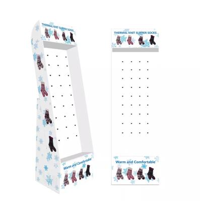 China Retail Supermarket Clothing Socks Cardboard Display Stand With Hooks Customized for sale