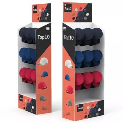 China Hat Cap Cardboard Hook Display Corrugated Rack For Chain Store for sale