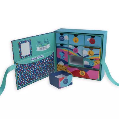 China Baby Shower Rigid Gift Boxes Calendar With Drawers Packaging for sale