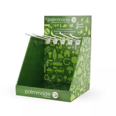 China Table Top Custom Cardboard Countertop Display Corrugated With Peg Hooks for sale