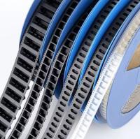 China Embossed carrier tape for plastic reels, compatible with 8-88mm width, custom length supported. for sale