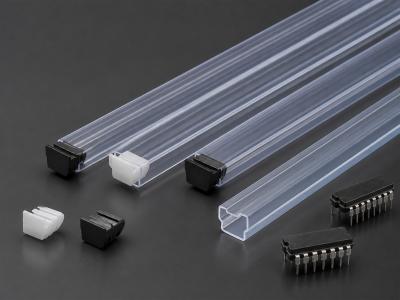 China Clear PVC Antistatic IC Storage Tube with Protective End Caps for sale