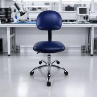 China Blue ESD PU Leather Cleanroom Chair 510-700mm Adjustable for Electronics Assembly for sale