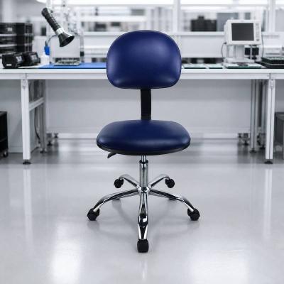 China Blue ESD PU Leather Cleanroom Chair 510-700mm Adjustable for Electronics Assembly for sale