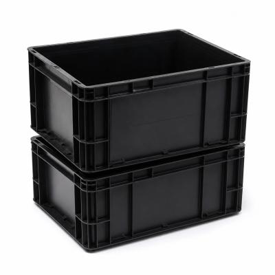 China Black PP ESD Stackable Storage Bin 10^3-10^5 Ohm for PCB and Component Turnover for sale