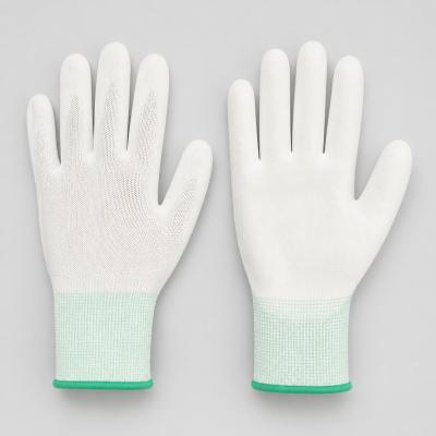 China White Nylon PU Palm Coated ESD Gloves 10e6-10e9 Ohm for Static-Sensitive Handling for sale
