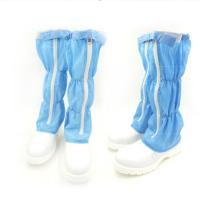 China PU Leather 5mm Anti Static Fabric White Blue Clean Room Boots Breathable Reusable for sale