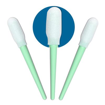 China PP Foam Head Cleanroom Swab - Green Plastic Handle, ESD Safe, for Precision & IPA Cleaning for sale