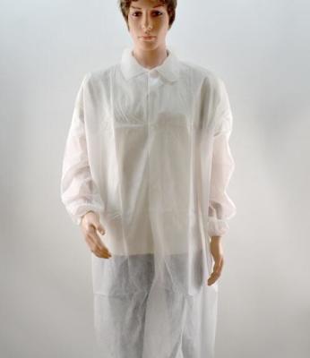 China Cleanroom Disposable Lab Coat - SMS Non-Woven, Elastic Cuff, White & Colors, CE Certified for sale