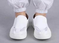 China White PU Leather ESD Safety Shoes for Food Manufacturing Cleanrooms - Size 34-48, Anti-Static & Easy to Clean for sale