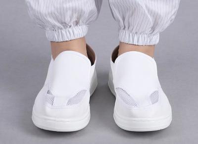China White PU Leather ESD Safety Shoes for Food Manufacturing Cleanrooms - Size 34-48, Anti-Static & Easy to Clean for sale