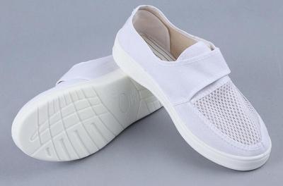 China PU & Canvas Cleanroom ESD Shoes - 34-46, Three-Sides Breathable, Velcro, for Food & Pharma for sale