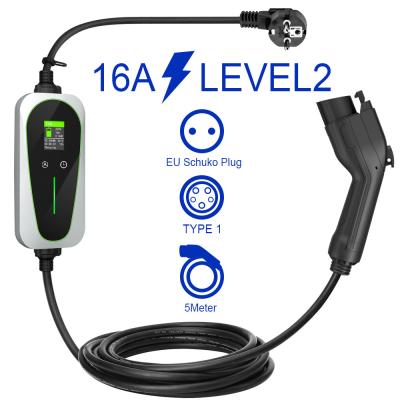 China 16A Type 1 EV Charger EU Shucko Plug 700VDC Plastic Metal Material for sale