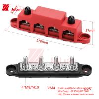 China High Quanlity Red Marine Grade Bus Bar 4 Studs Junction Block With Cover M10 Bolt for sale