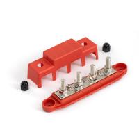 China Big Current Power Distribution Block Cooper Bus Bar Auto Parts 250a Busbar Machine 4*M10 Studs And 3*M4 Screws With Cove for sale