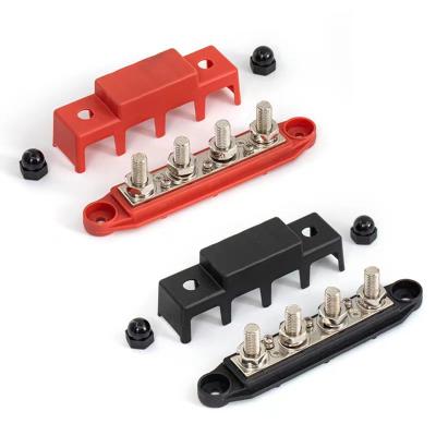 China Black Marine Grade Bus Bar 4 Studs Junction Block With Cover M8 Bolt for sale