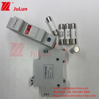China 1000VDC 30kA Ceramic Solar PV Fuse 10*38 DC Solar Energy PV Solar Fuse Base And 1000V Fuse 15A 20A 25A 30A 32A for sale