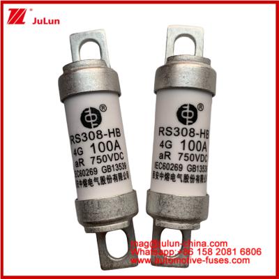 China RS308-HB 4G 100A AR 750VDC 50KA Fuse For Automotive Circuit Protection Performance Conforms JASO D622 Ceramic Tubular Design for sale