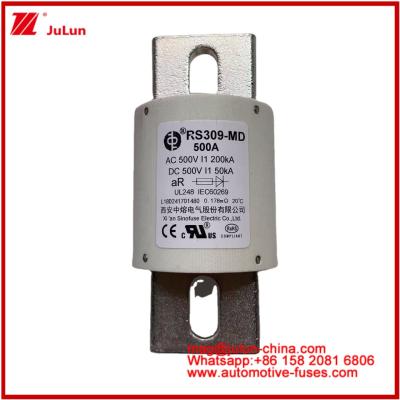 China 500VDC 200KA 500VAC 50KA AR Tubular Ceramic Fast Fuse FUSE RS309-MD 500A For Electric Vehicles And Power Battery Systems for sale