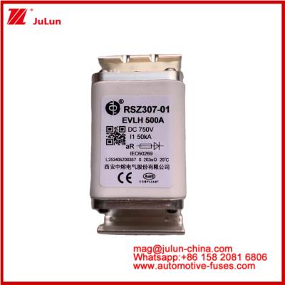 China RSZ307-01 EVLH 500A 750VDC FUSE 50KA  Square Ceramic  Automotive Chargers Electric Vehicle Devices And Equipment Small Size  Low Melting I²t Value High Breaking Capacity Energy for sale