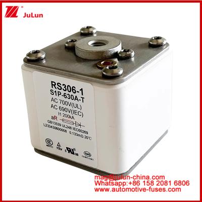 China RS306-1 S1P-630A-T AC700(UL)Ar AC690V(IEC)200KV Square Caremic Fuse EV Or HEV Electric Vehicle Traction for sale