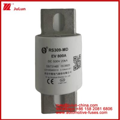 China Electric Vehicle Bolted Connection Structure Gold Caremic Tubular Car Micro Fuses RS309-MD EV 800A DC500V 20KA For Automotive for sale