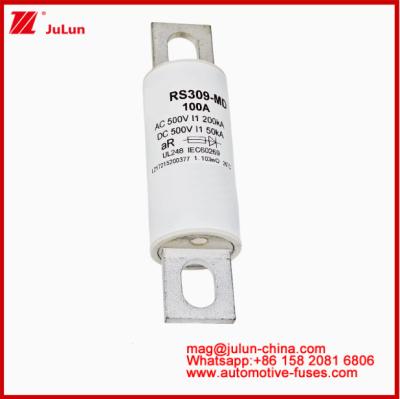 China RS309-MD-100A 500VAC200KA 500VDC 50KA AR Caremic Tubular DC 100 Amp Car Fuse For EV HEV Electric Vehicle Bolted for sale