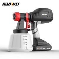 China Popular High Spray Air Spray 700ml Pressure Paint Gun Cordless Portable Electric  1.5mm 1.0mm Diy Grade Battery Powered Renovate Rebuild House Garden for sale