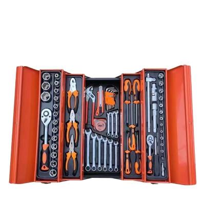 China Iron Tool Box Combination Set 85 Piece Machine Repair Three Layer Foldable Sleeve Set For Tool for sale
